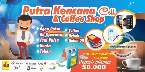 Contoh Banner Spanduk Iklan Counter Handphone Pulsa